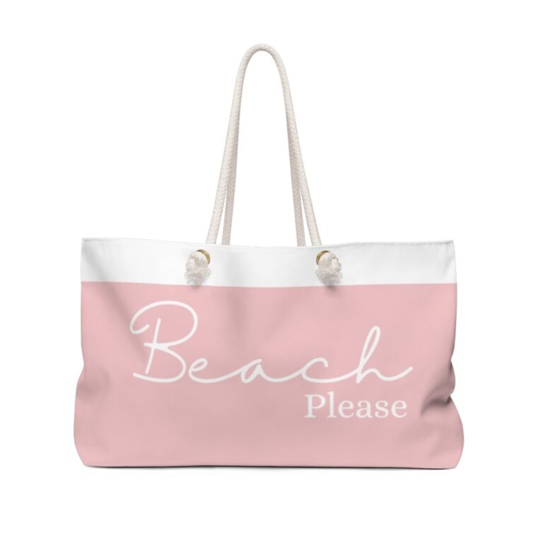 Beach Please Pink and White Beach Bag - BeachieLife™